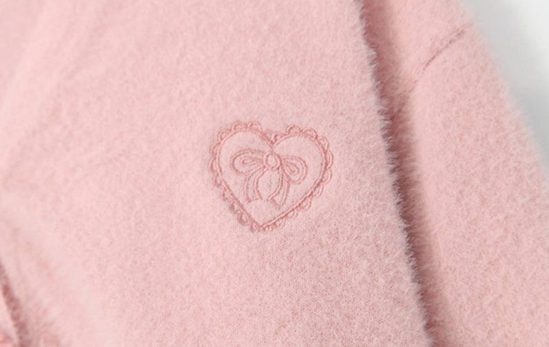 Princess Soft Wool Handknit Pink Cardigan Sweater With Embroidered ...