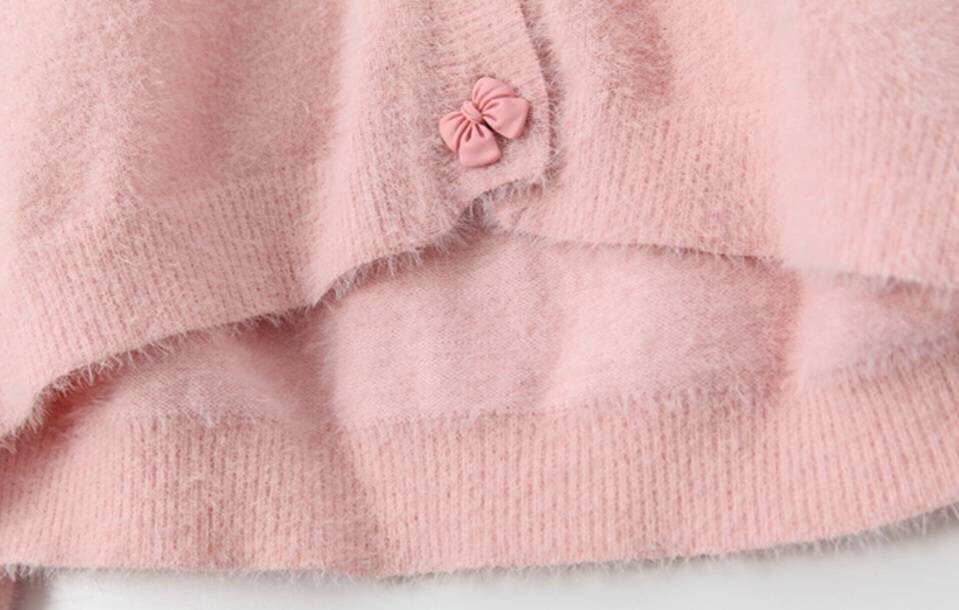 Princess Soft Wool Handknit Pink Cardigan Sweater With Embroidered ...