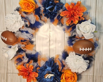 Broncos Wreath, Denver Broncos Wreath, Broncos Football Decor, Team ...