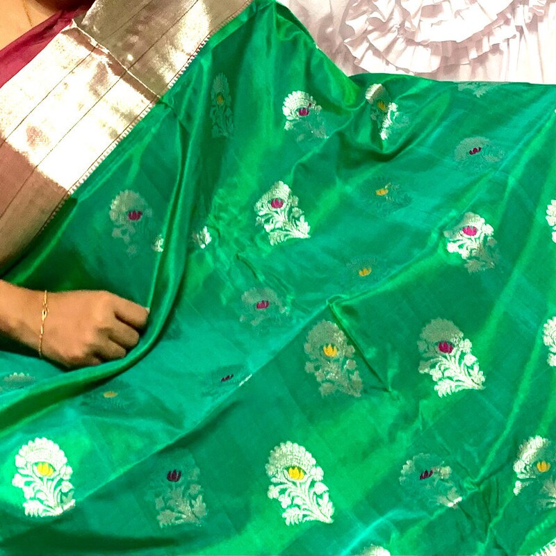 Green Pattu Saree - Etsy