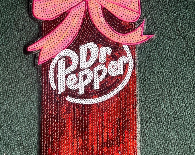 Dr. Pepper Logo Patch With Pink Bow and Sequins - Unique Iron on ...