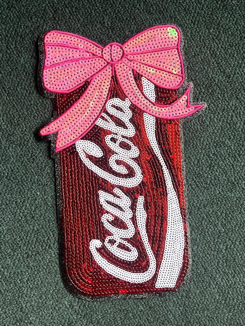 Coca Cola Logo Patch With Pink Bow and Sequins - Unique Iron on ...