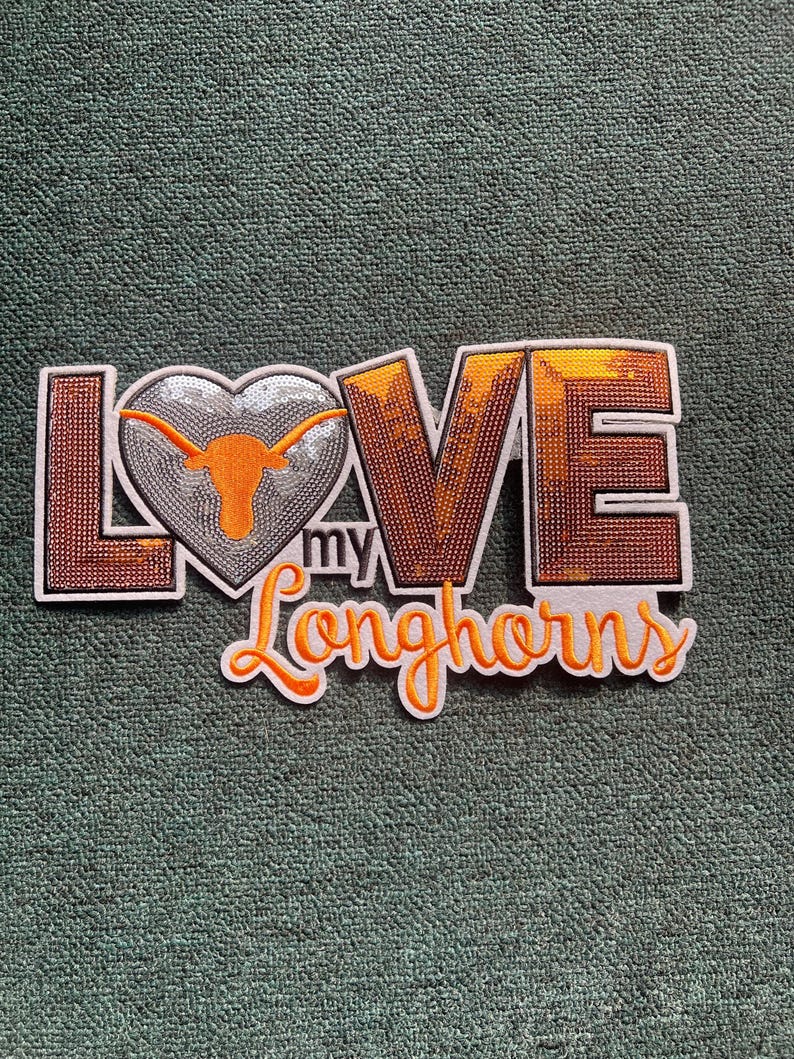 Longhorn Chenille Iron on Patch - Football Sewing Applique - Etsy