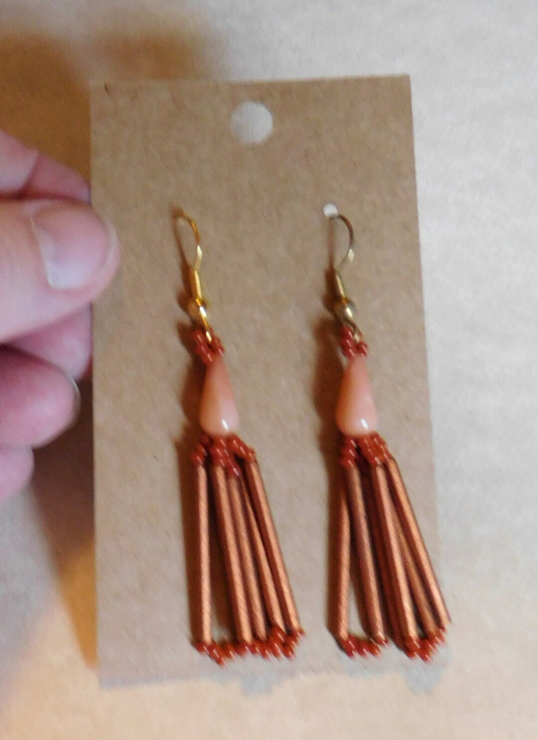 3 Loop Rust Seed Bead & Frosted Copper Bugles Dangle Earrings - Etsy
