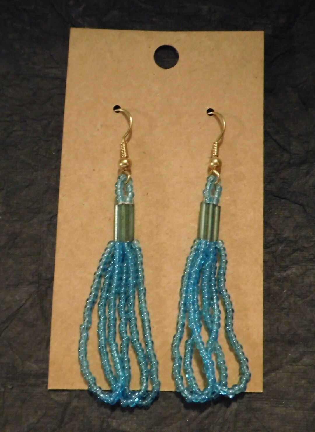 Aqua Blue 3 Loop Seed Bead Earrings - Etsy