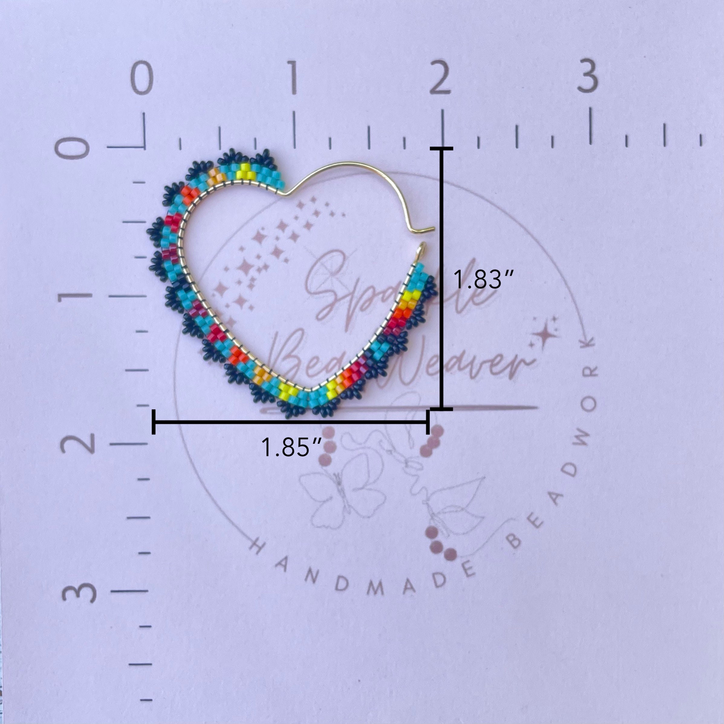 Native American | Indigenous |heart Hoop Earrings | Beaded Hoop ...