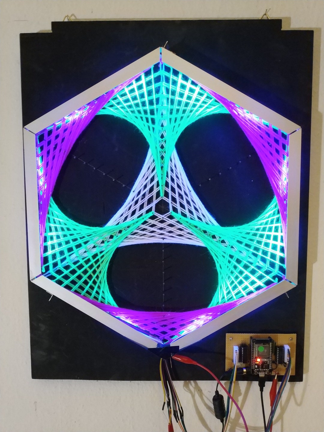 Hexagon String Art UV With Pattern Microcontroller - Etsy