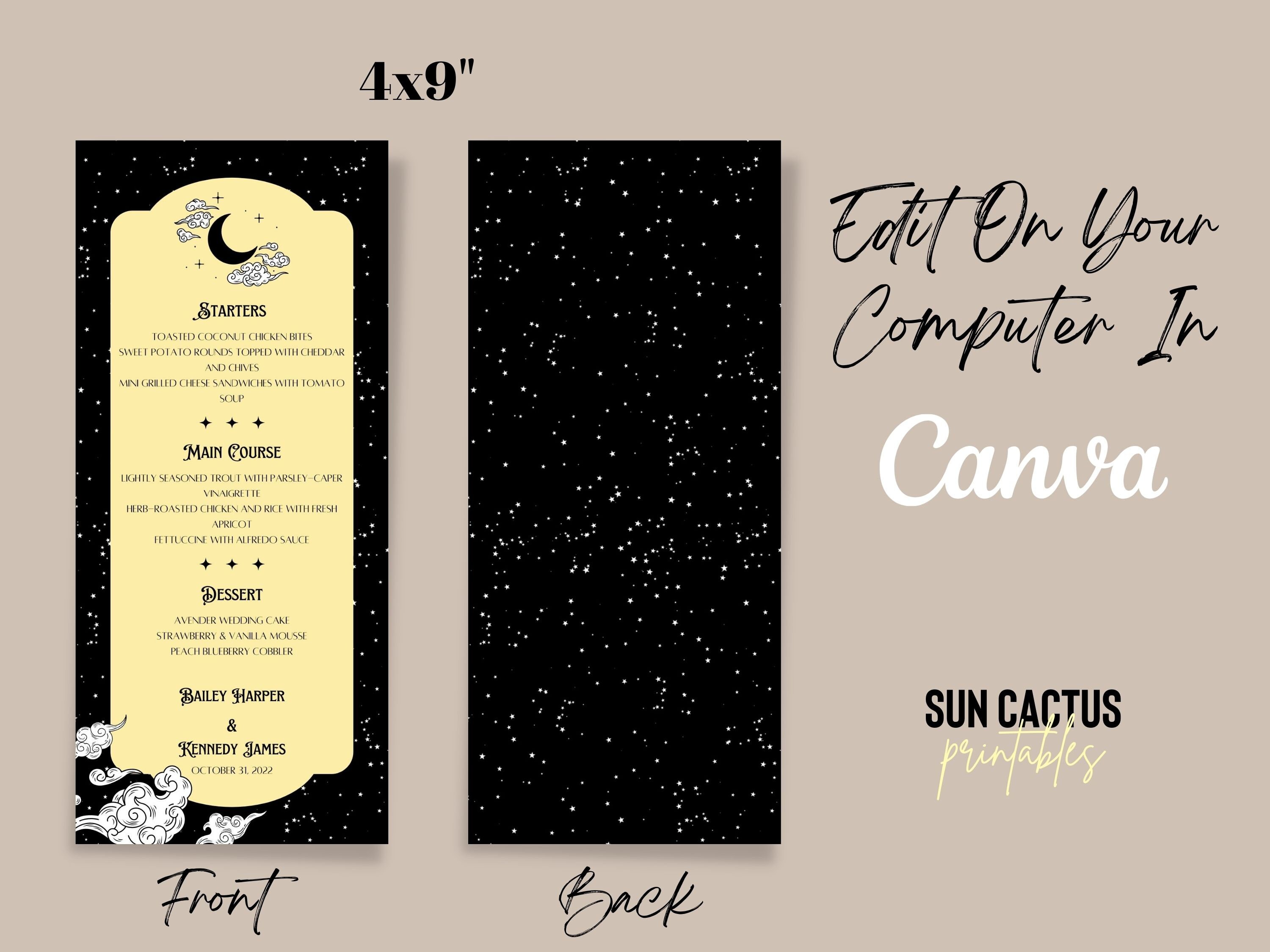 Celestial Menu Template | Printable Wedding Menu, Editable on Your ...