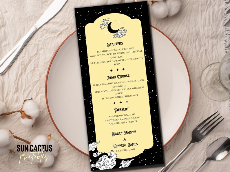 Celestial Menu Template Printable Wedding Menu Editable on - Etsy