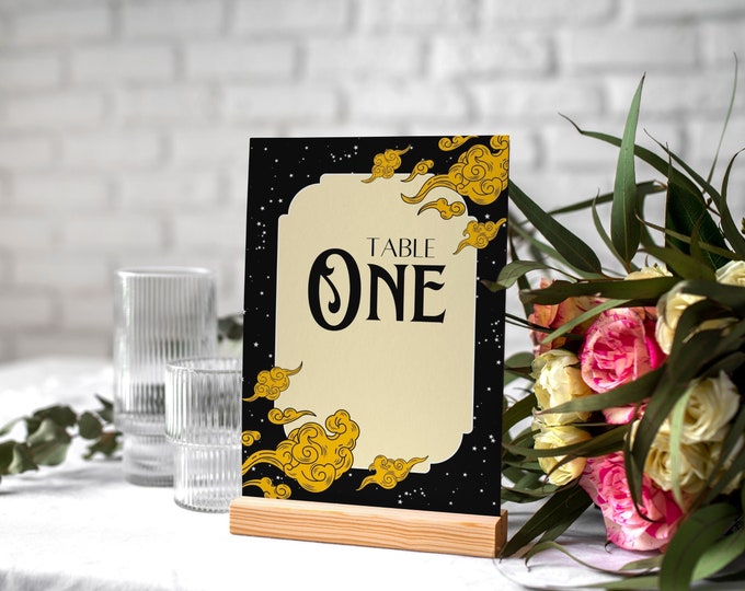 Celestial Table Numbers | Sun, Moon & Stars Wedding Table Numbers for ...