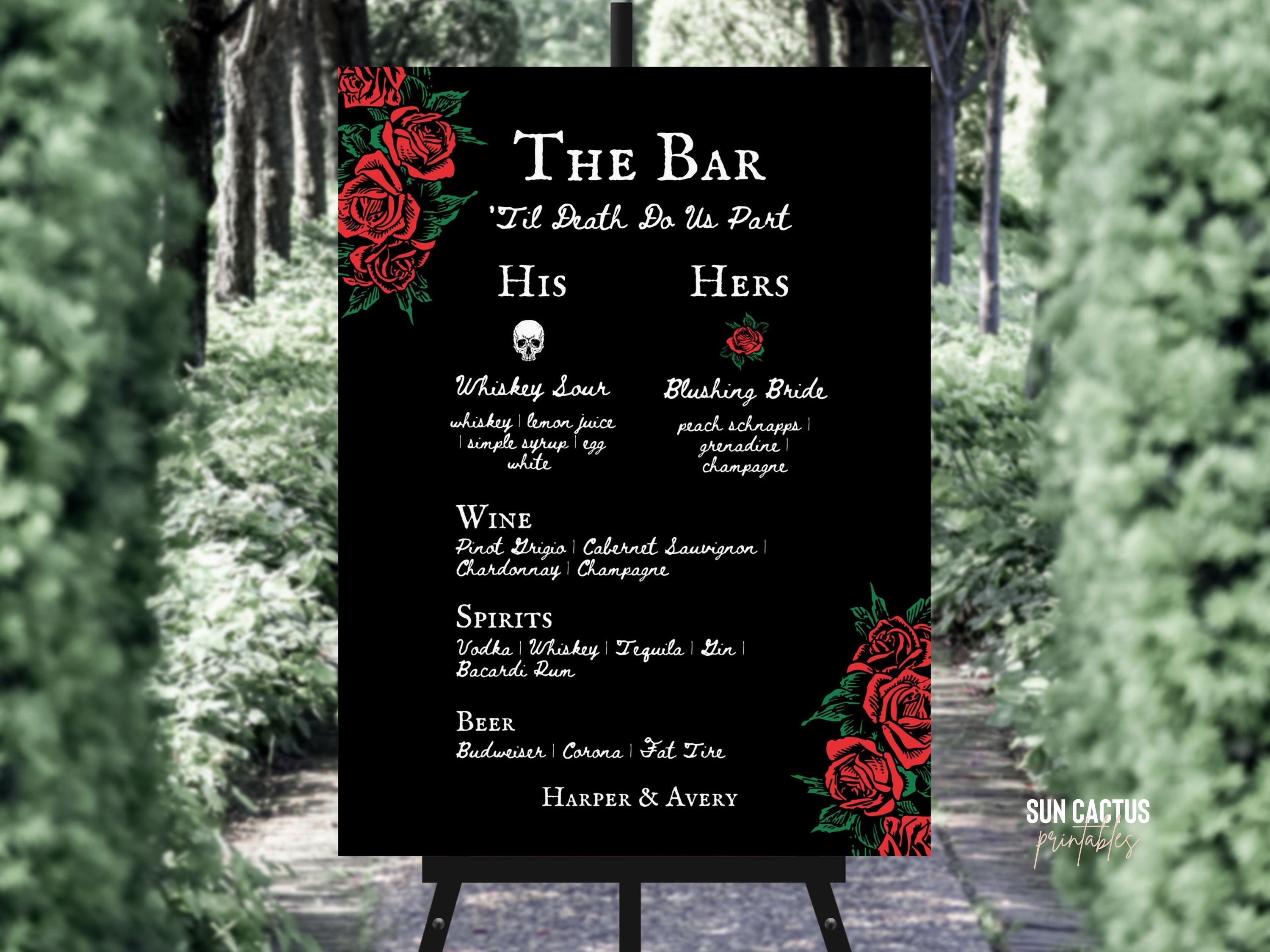 Bar Menu Template | Halloween Wedding Bar Menu Sign Template, Drink ...