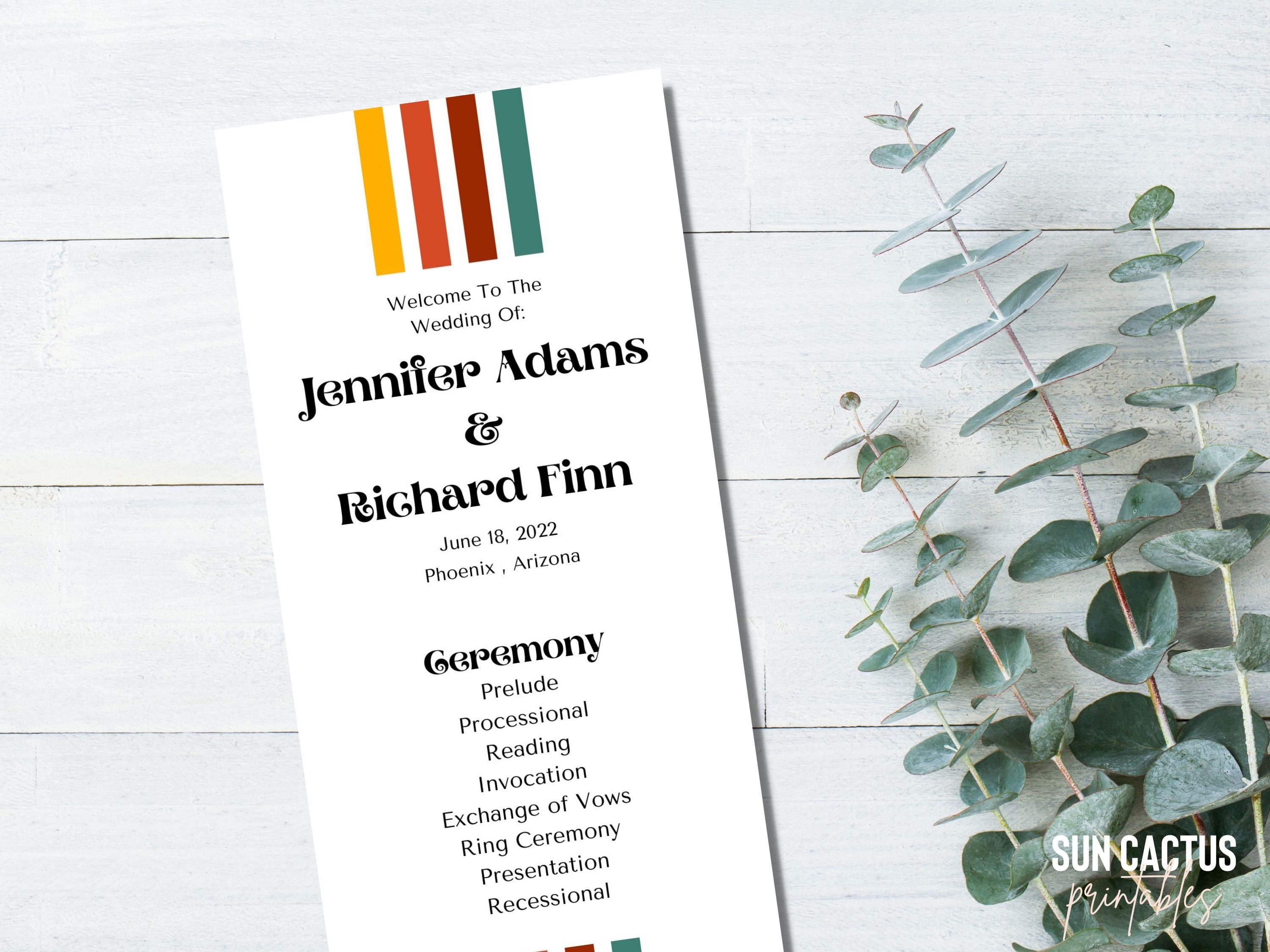 Retro Wedding Program Template Vintage Inspired Wedding - Etsy