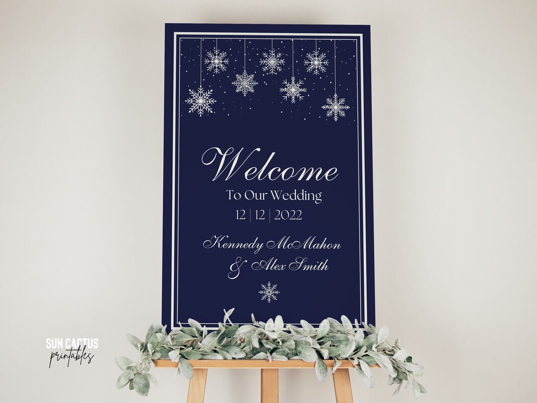 Winter Wedding Welcome Sign Template | Ceremony Sign, Snowy Wedding ...