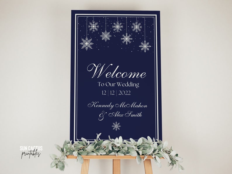 Winter Wedding Welcome Sign Template Ceremony Sign Snowy - Etsy