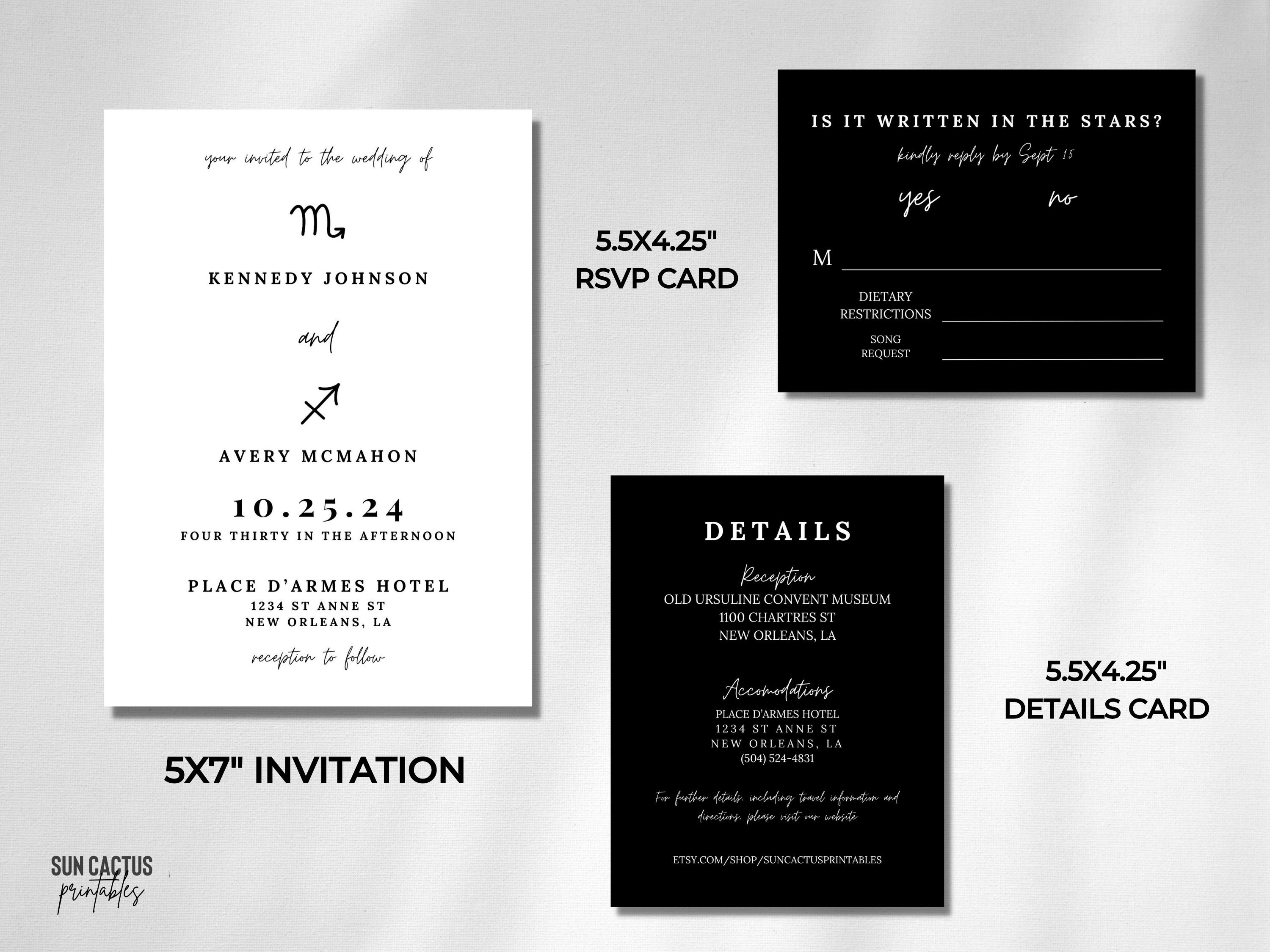 Zodiac Wedding Invitation Suite Templates | Zodiac Symbol Wedding ...