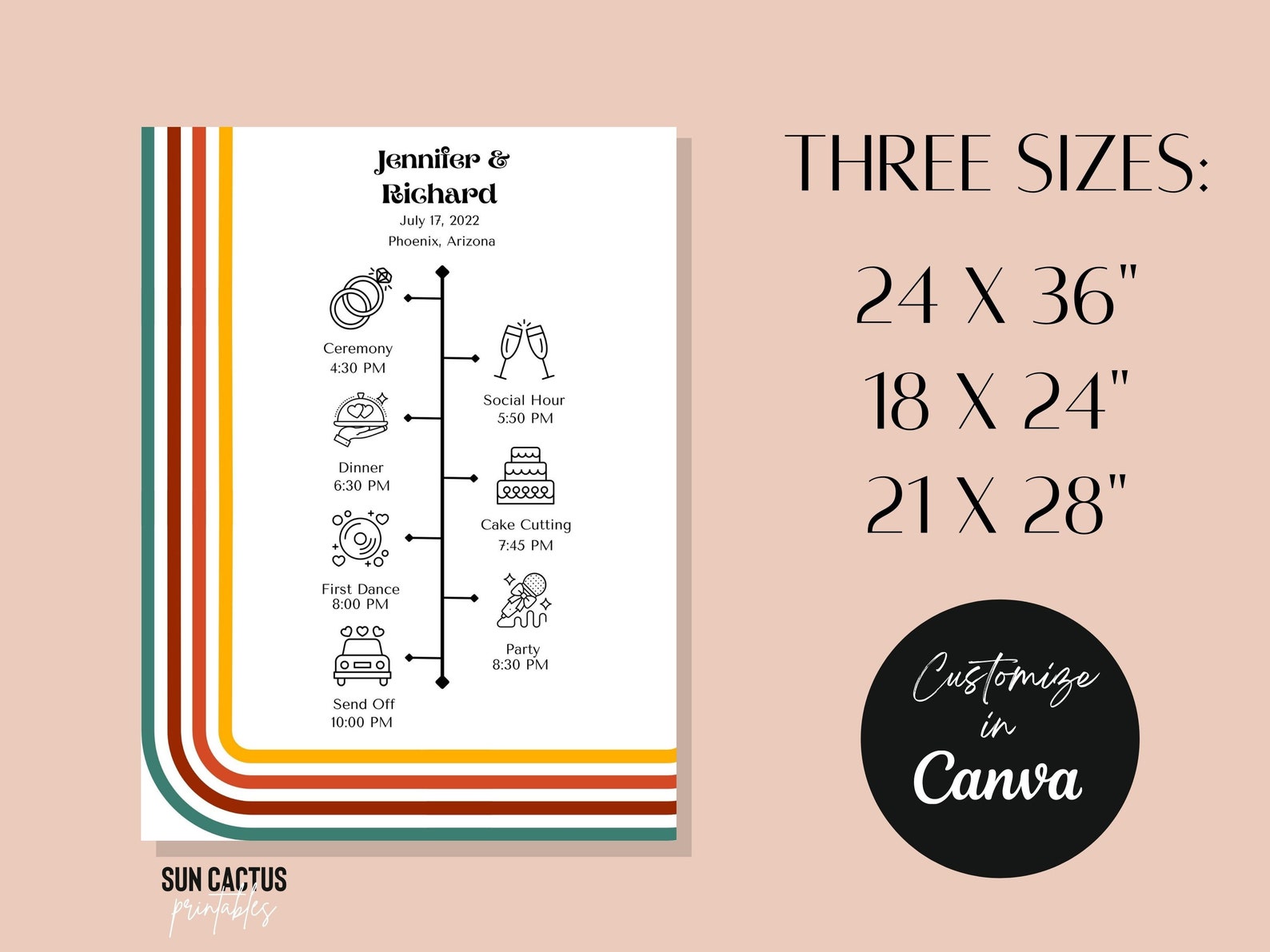 Retro Wedding Timeline Template for Your Rehearsal Dinner - Etsy