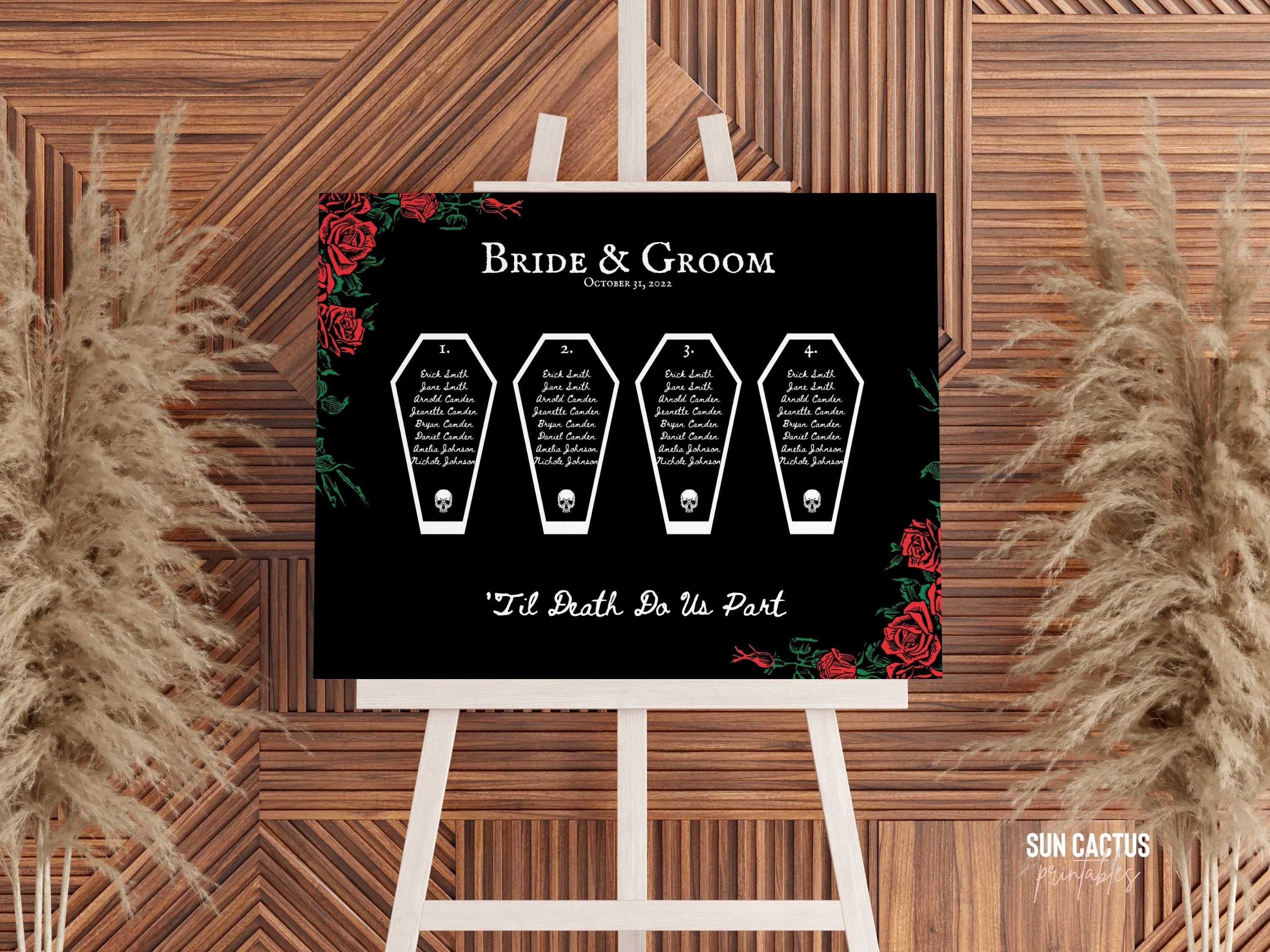 Small Coffin Seating Chart Template | Halloween Wedding Seating Chart ...