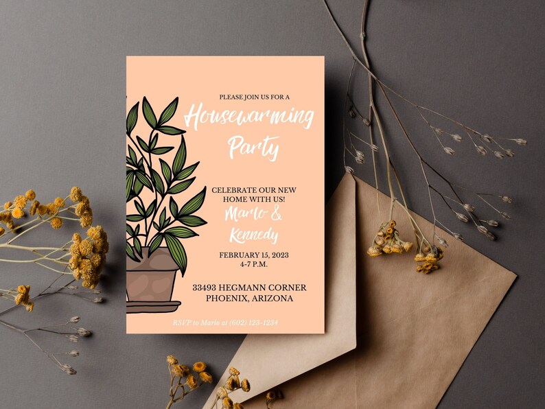 Housewarming Party Invitation Template Houseplant - Etsy