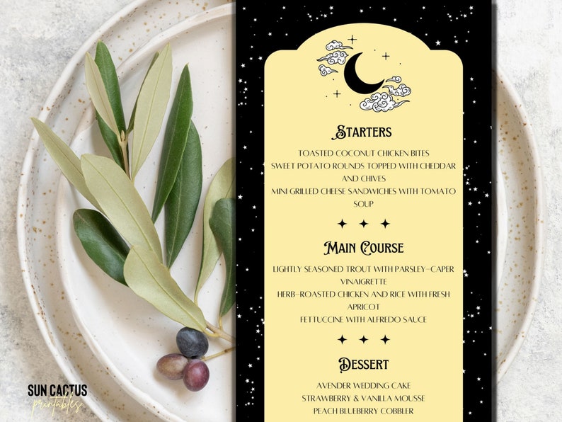 Celestial Menu Template Printable Wedding Menu Editable on - Etsy