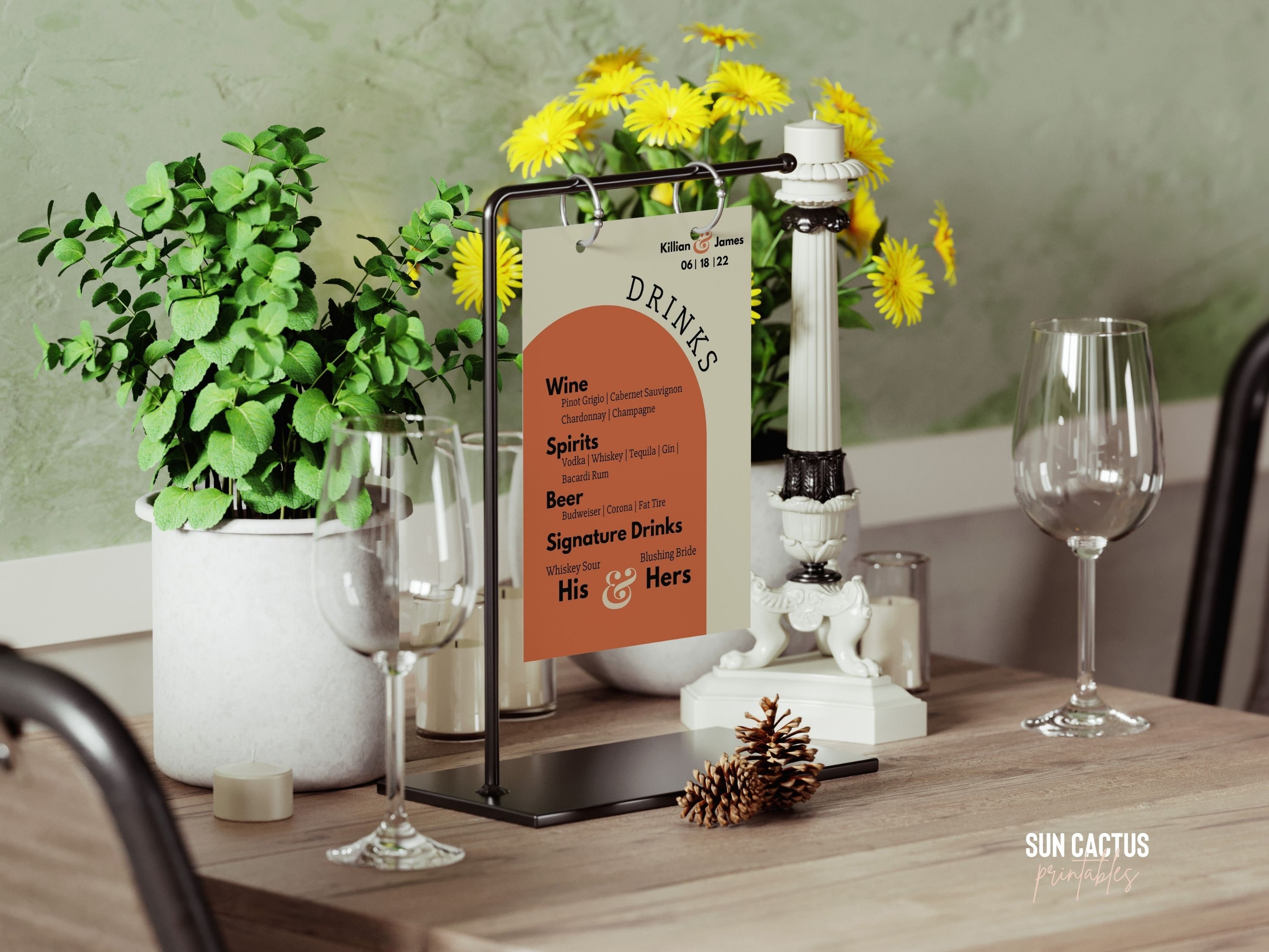 Bar Menu Template Retro Wedding Drink Menu Sign Template Etsy