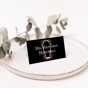 Coffin Name Card Template | Elegantly Gothic Place Cards for Your ...