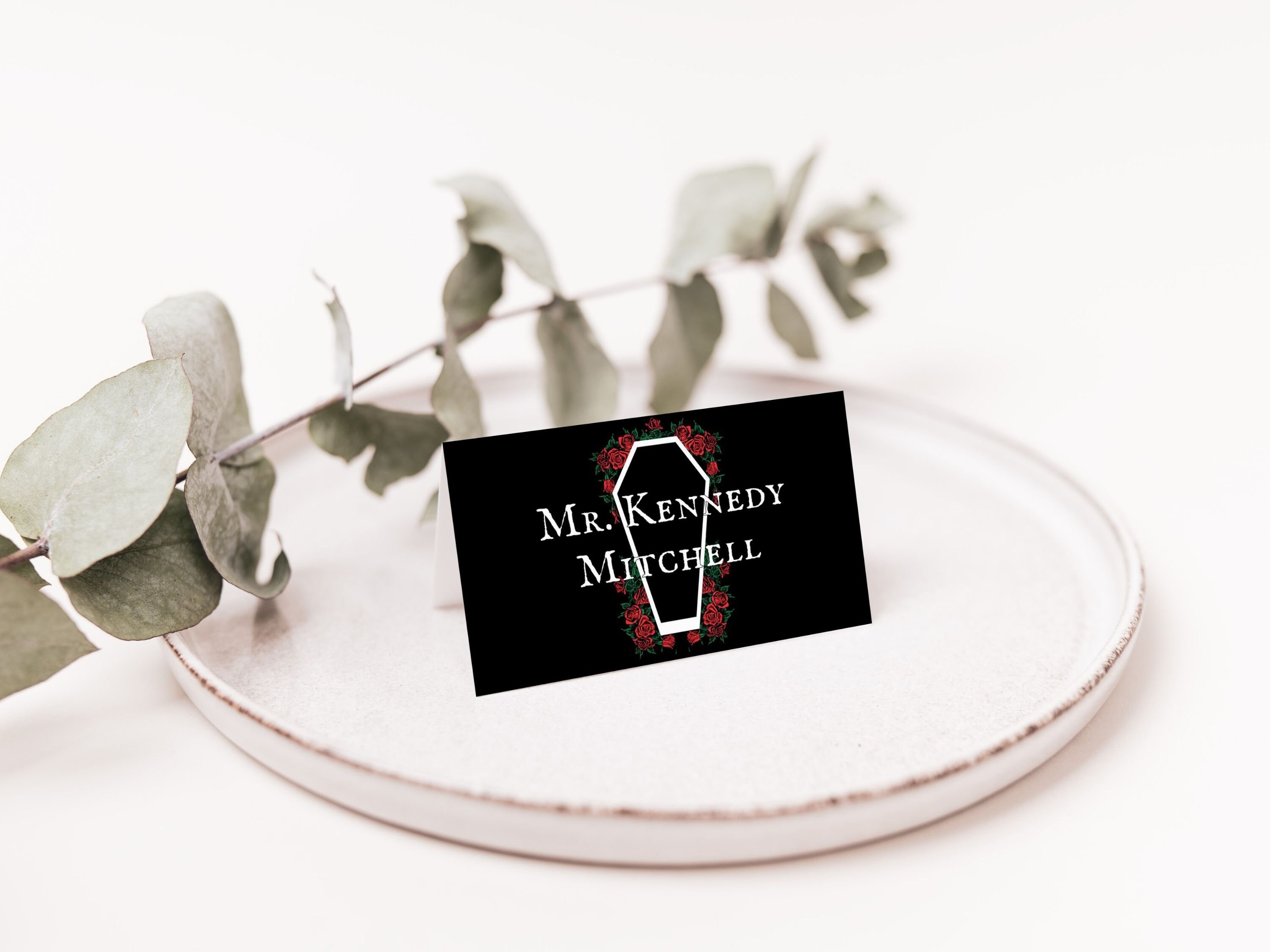 Coffin Name Card Template | Elegantly Gothic Place Cards for Your ...