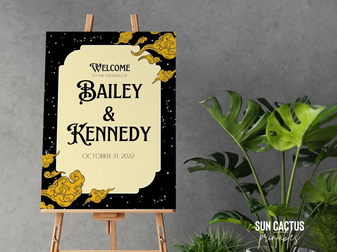 Celestial Welcome Wedding Sign Template Sun Moon Star - Etsy