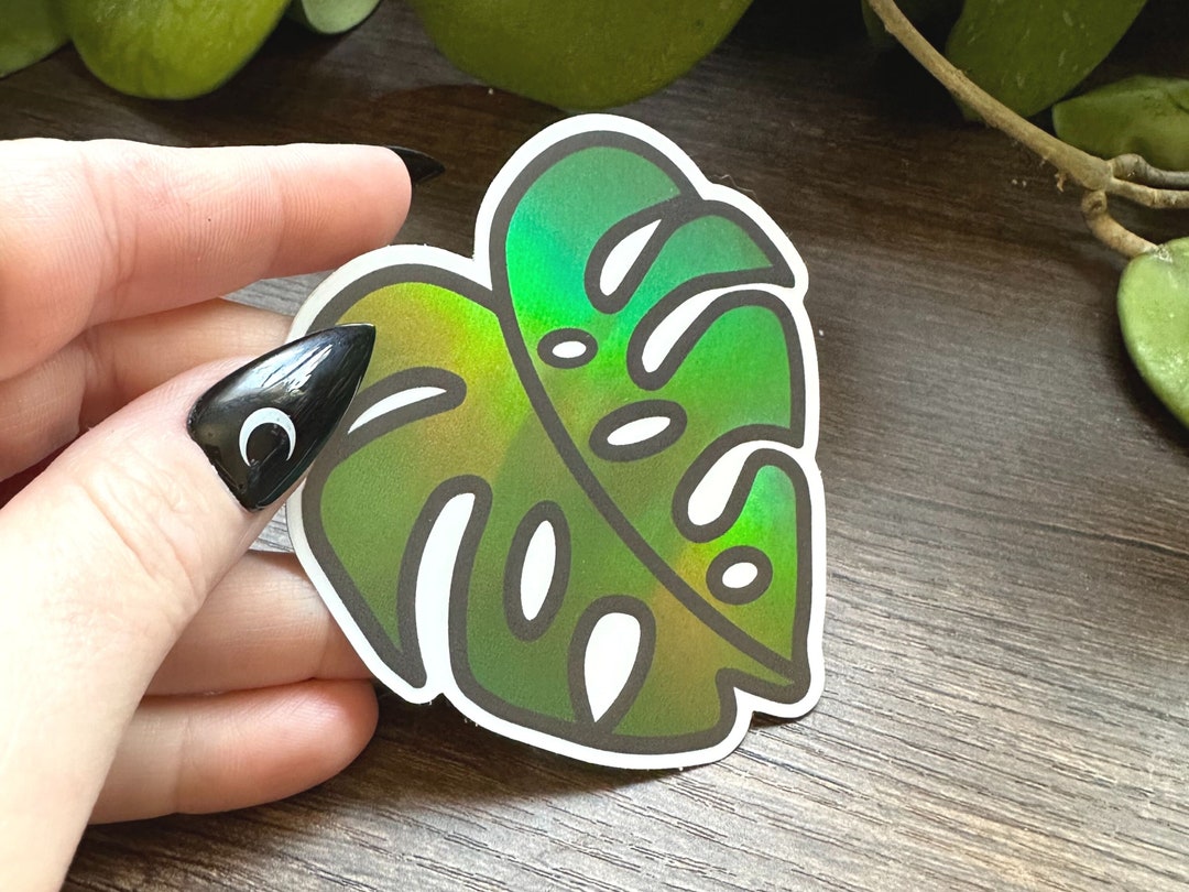 Monstera Holographic Sticker Monstera Sticker, Plant Sticker, Plant ...