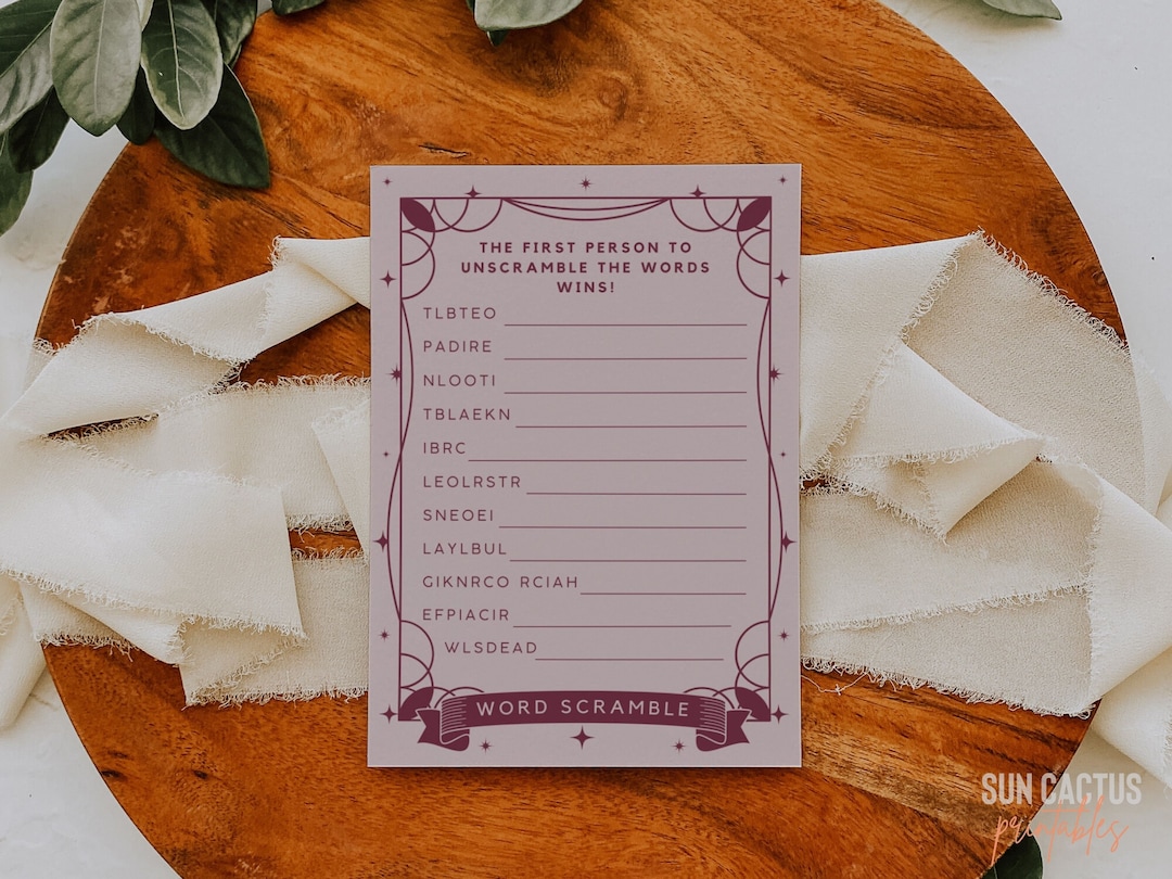 Baby Shower Word Scramble Template | Editable Baby Shower Game, Pink ...