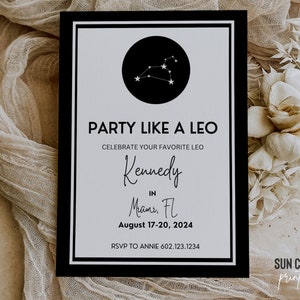 Party Like A Leo Bachelorette Party Invitation Template | Zodiac ...