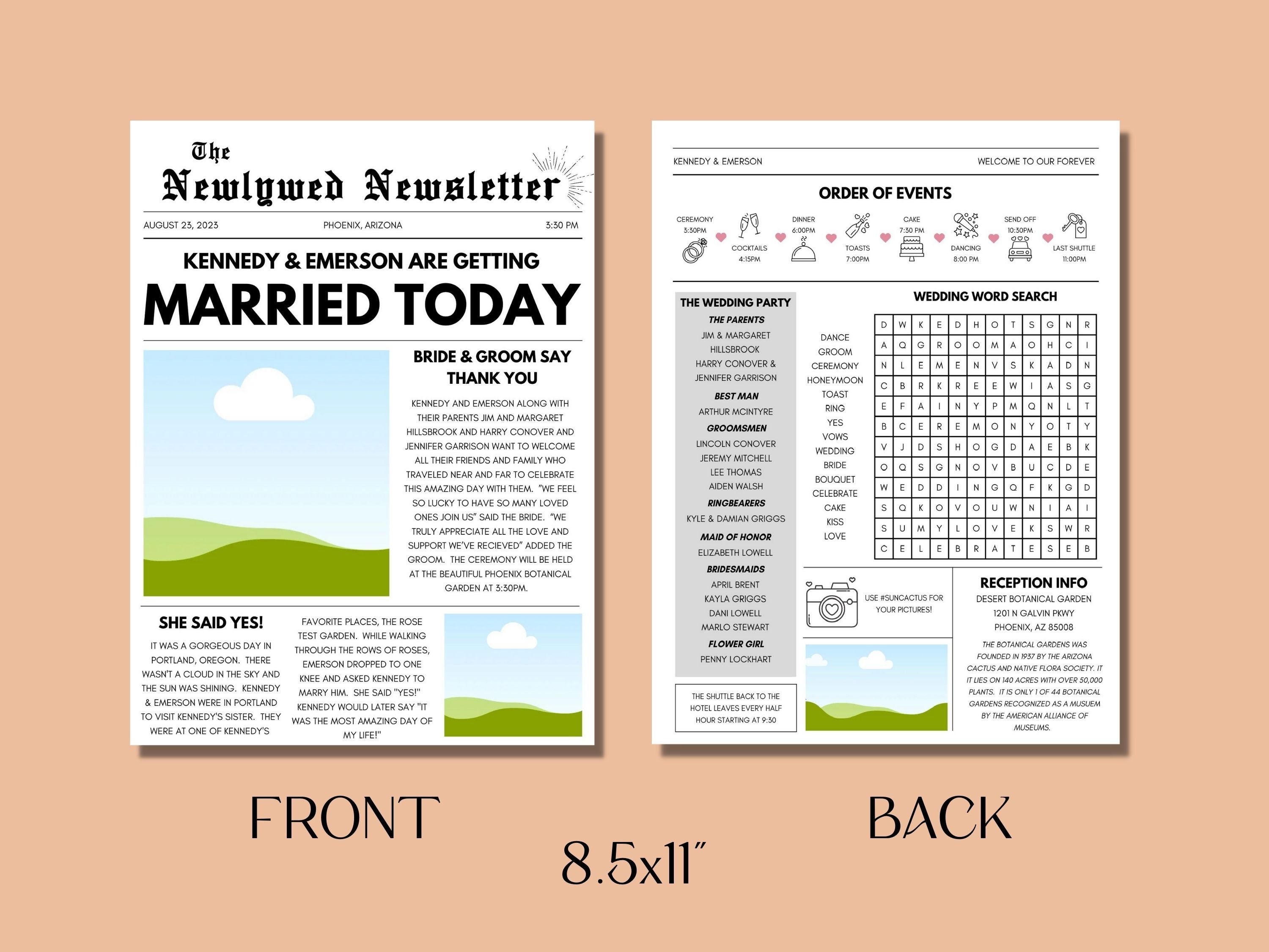 Wedding Newspaper Template | Wedding Newsletter Template, Wedding ...