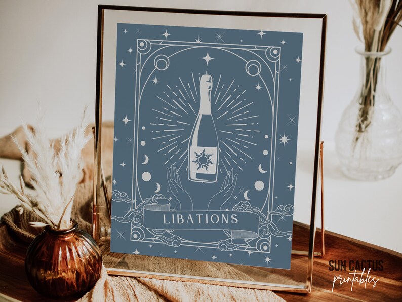 Libations Sign Template | Baby Shower Drink Sign, Tarot Baby Shower ...