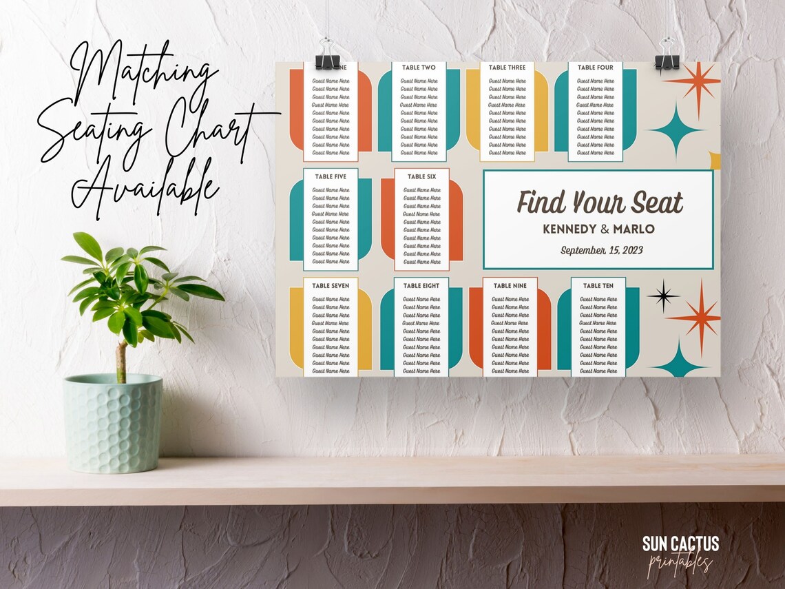 Retro Table Numbers Template Printable Table Numbers for Your Wedding ...