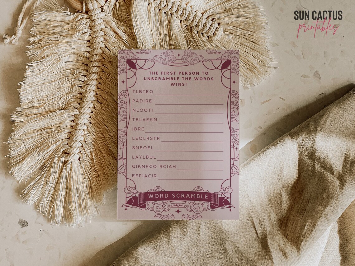 Baby Shower Word Scramble Template | Editable Baby Shower Game, Pink ...