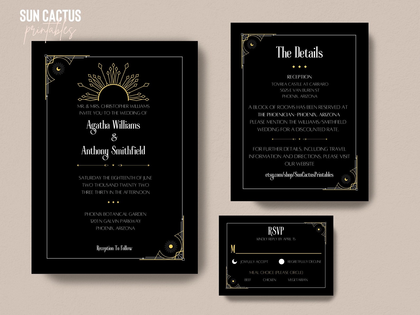 Wedding Invitation Suite, Art Deco, Classy and Retro, Wedding ...
