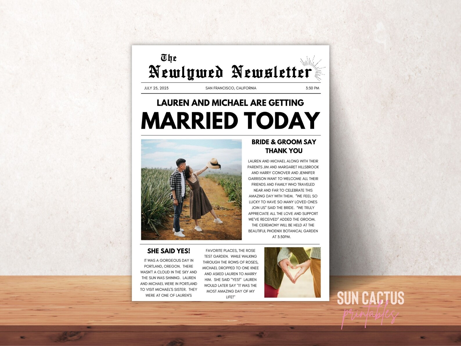 Wedding Newspaper Template | Wedding Newsletter Template, Wedding ...