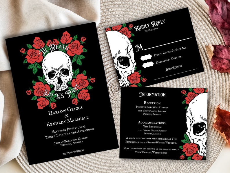 Til Death Wedding Invitation Suite Template | Halloween Wedding, Gothic ...