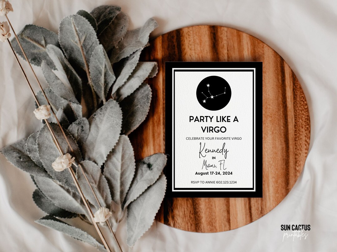 Party Like A Virgo Bachelorette Party Invitation Template | Zodiac ...