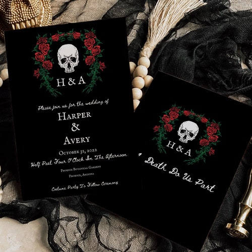 Gothic Wedding Invitation Template Printable Halloween - Etsy
