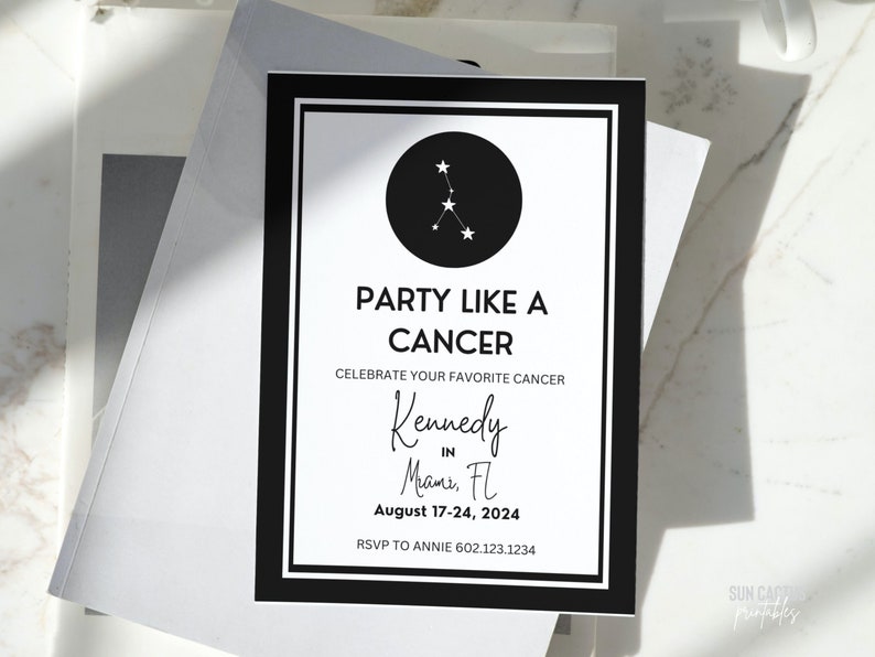 Party Like A Cancer Bachelorette Party Invitation Template | Zodiac ...