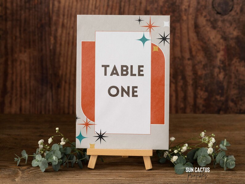 Retro Table Numbers Template Printable Table Numbers for Your Wedding ...
