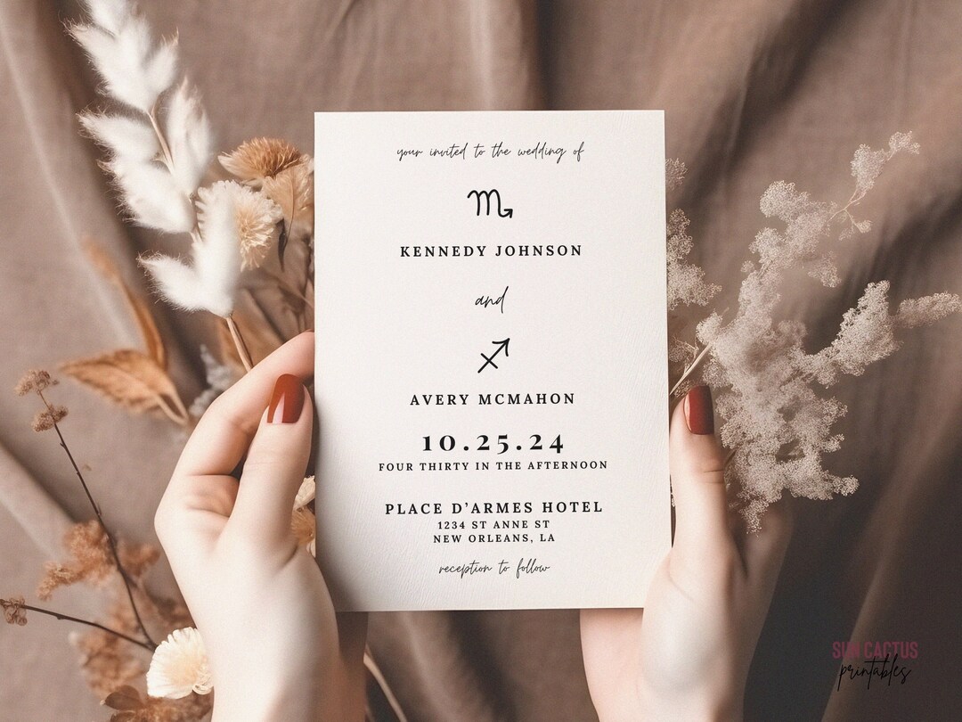 Zodiac Wedding Invitation Suite Templates | Zodiac Symbol Wedding ...