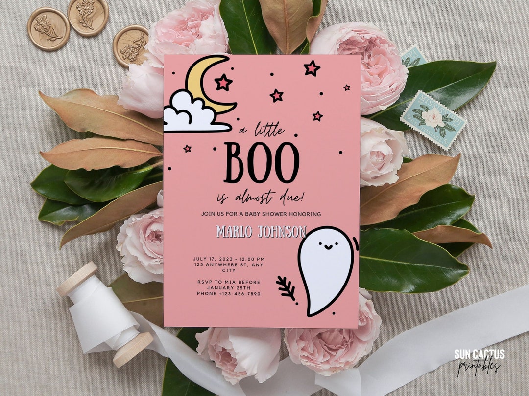 A Little Boo is Almost Due Baby Shower Invitation Template | Halloween ...
