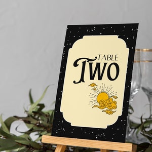 Celestial Table Numbers | Sun, Moon & Stars Wedding Table Numbers for ...