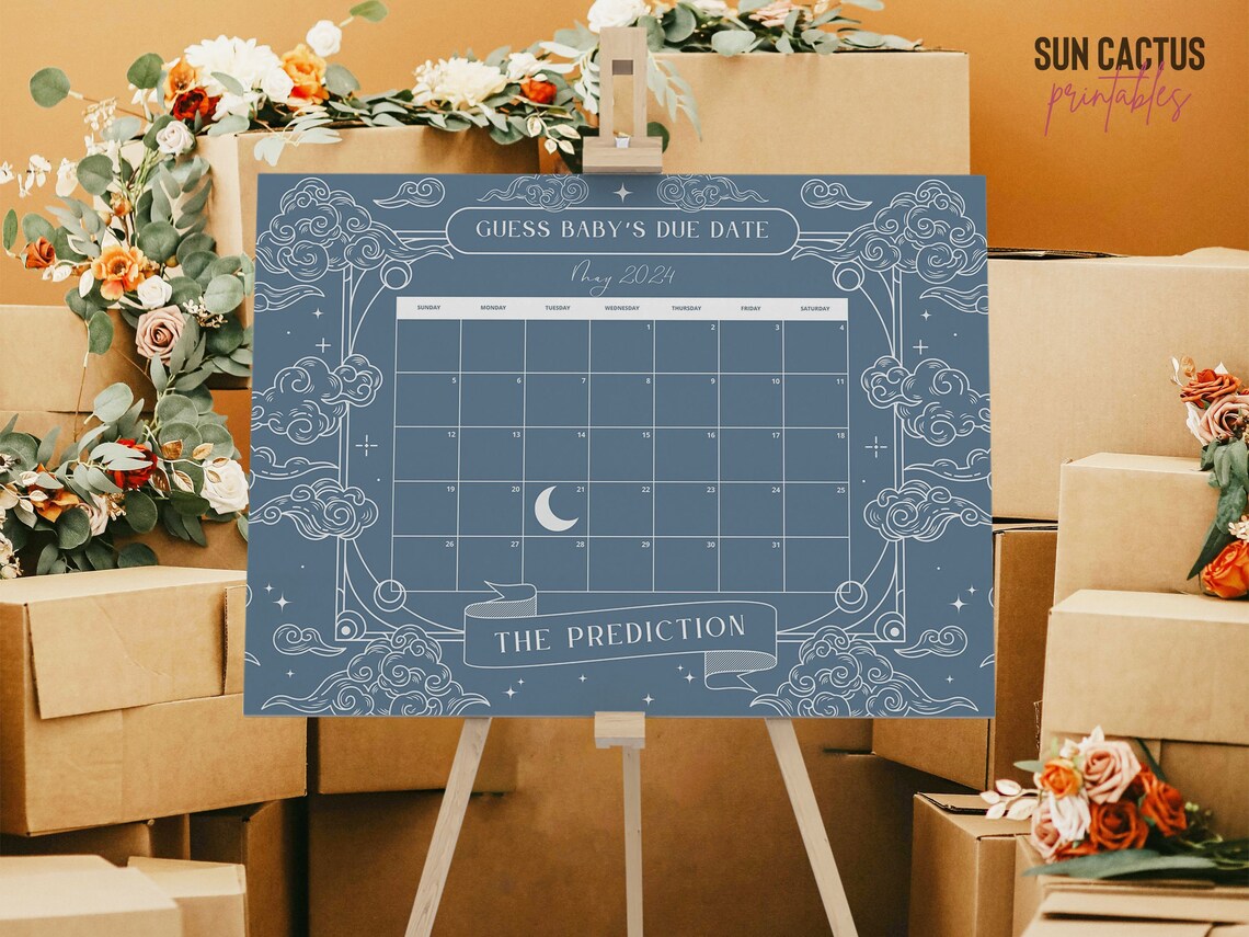 Editable Due Date Calendar Template | the Prediction Baby Shower ...