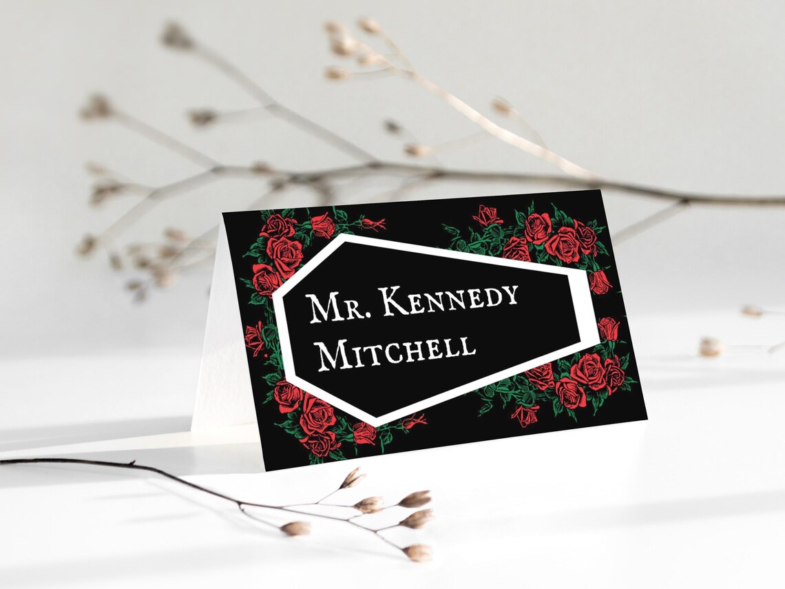 Coffin Name Card Template | Elegantly Gothic Place Cards for Your ...