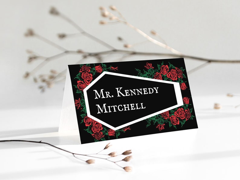 Coffin Name Card Template Elegantly Gothic Place Cards for - Etsy