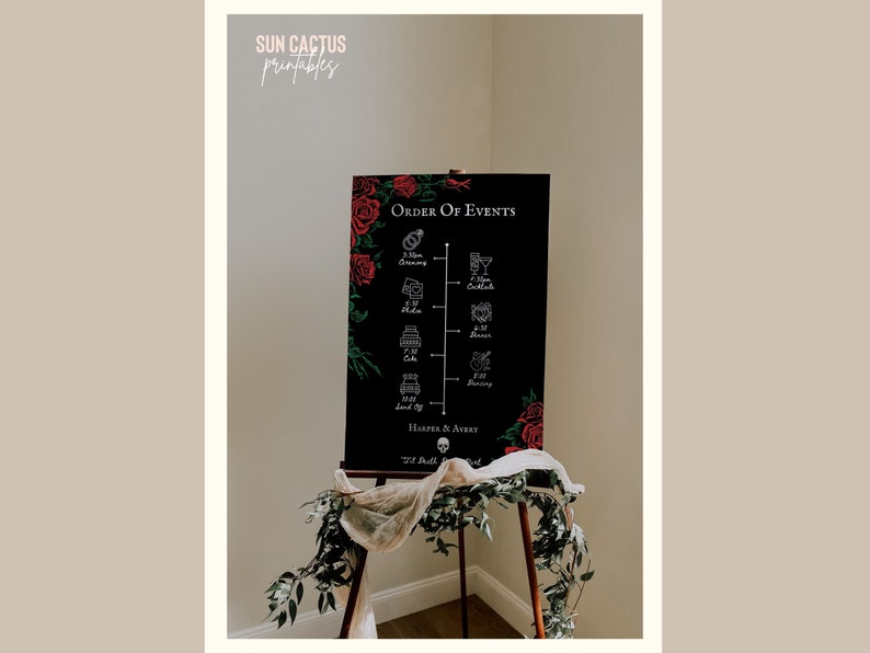 Wedding Timeline Template | Elegantly Gothic Order of Events, Halloween ...