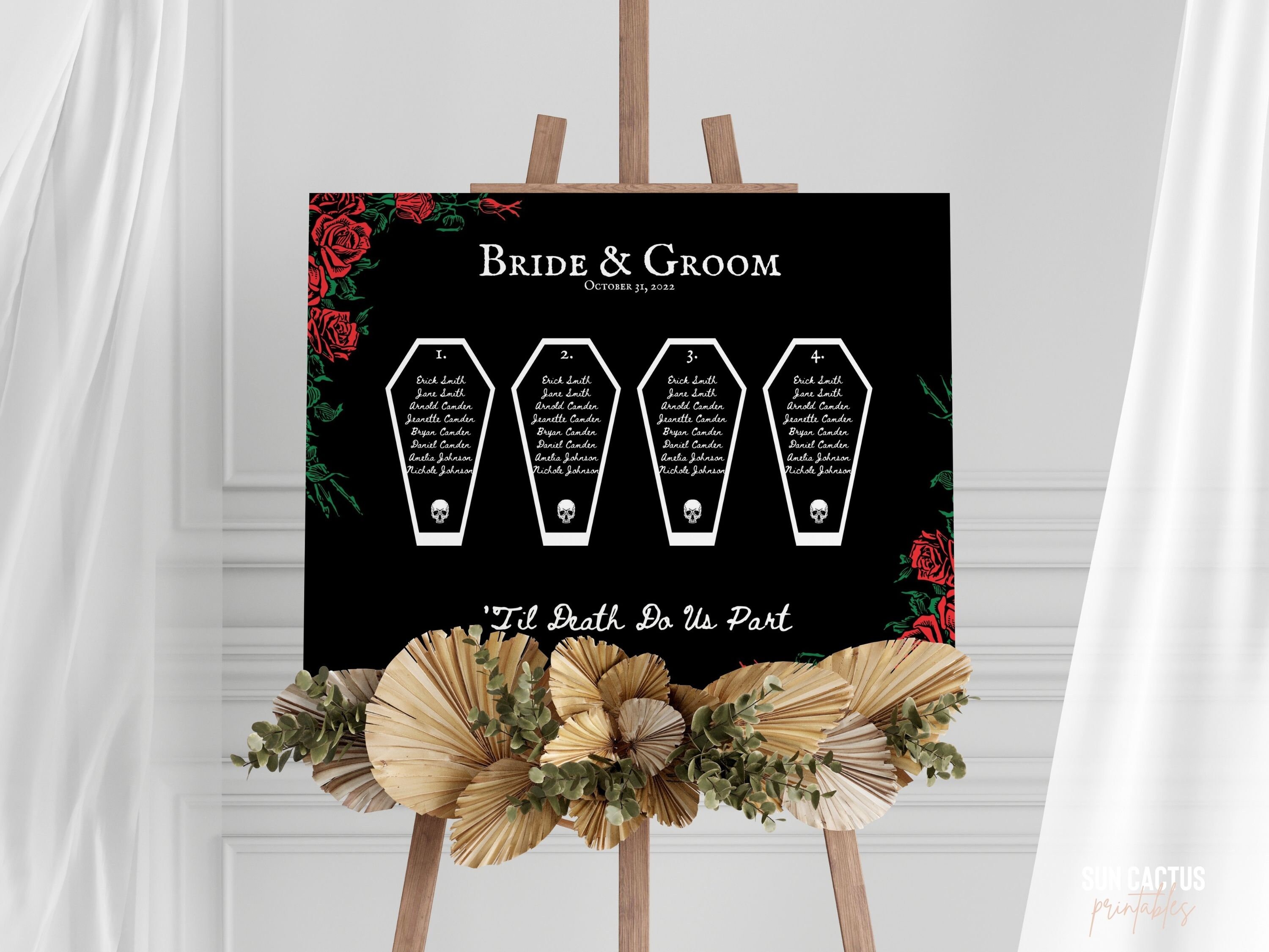 Small Coffin Seating Chart Template | Halloween Wedding Seating Chart ...