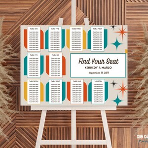 Retro Seating Chart Template | up to 10 Tables, Vintage Style ...